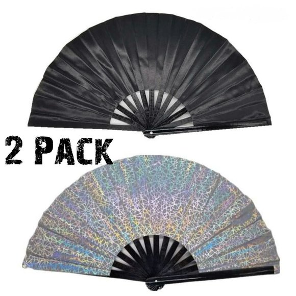 Party Supplies | 2 Pack Bamboo Folding Large 13 Rave Hand Fan Loud ...